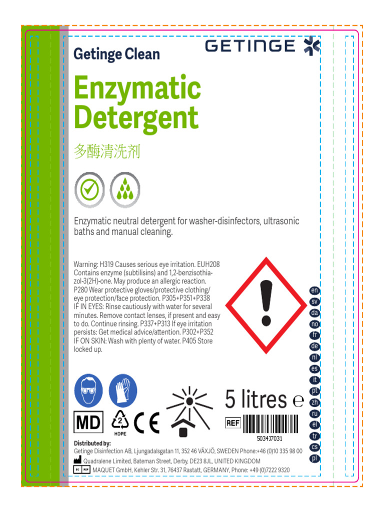 Label Enzymatic Detergent 5l All Lang Revb | PDF
