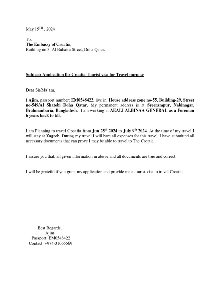 Cover Letter of Croatia | PDF | Social Science