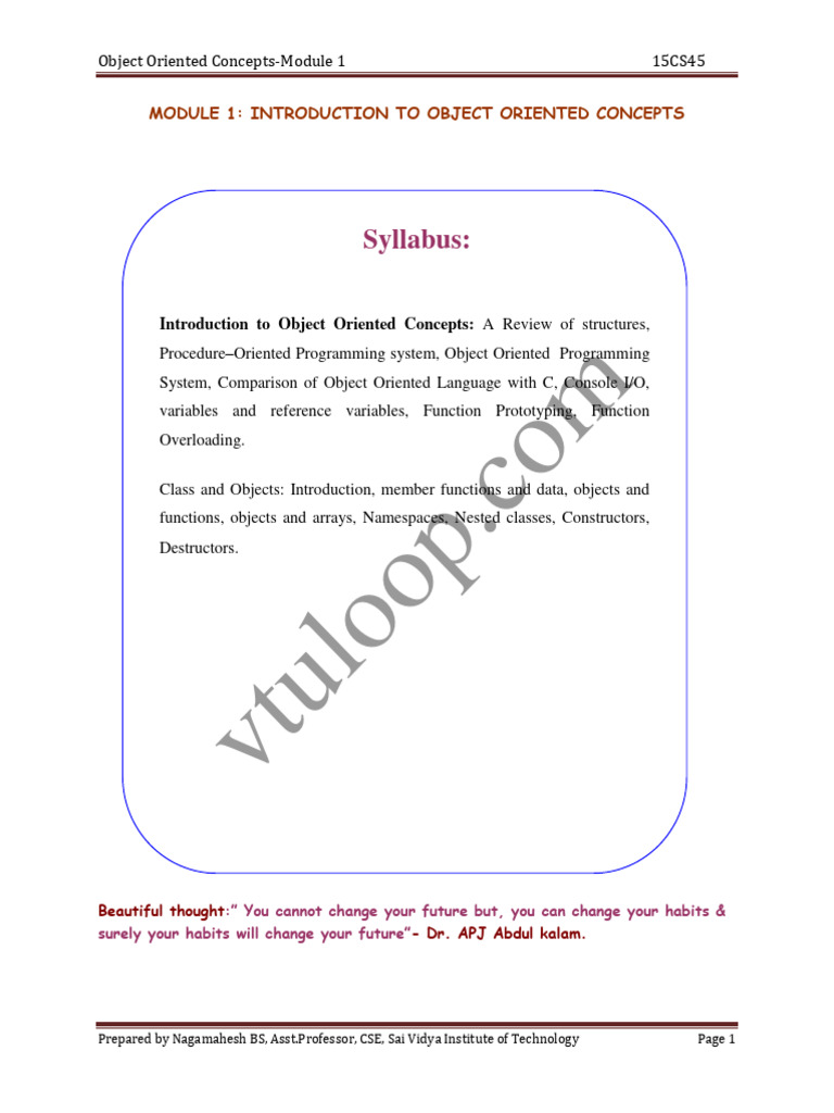 Oops Java Mod 1 | Download Free PDF | Object Oriented Programming | Parameter (Computer Programming)