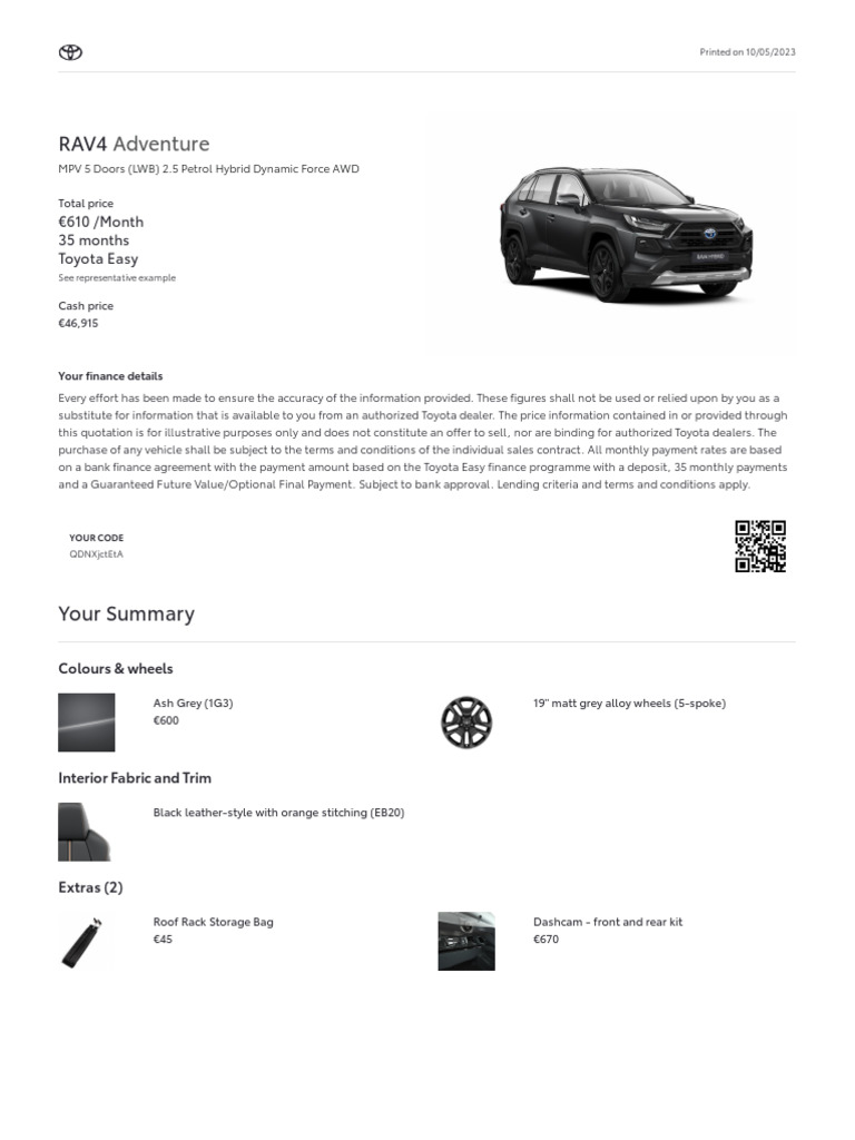 Myconfig - QDNXjctEtA Rav4 Configuration 1 | PDF | Fuel Economy In Automobiles | Horsepower