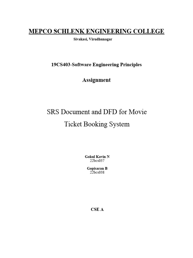 Software Requirements Specification For Online Movie Ticket Booking | PDF | User (Computing ...