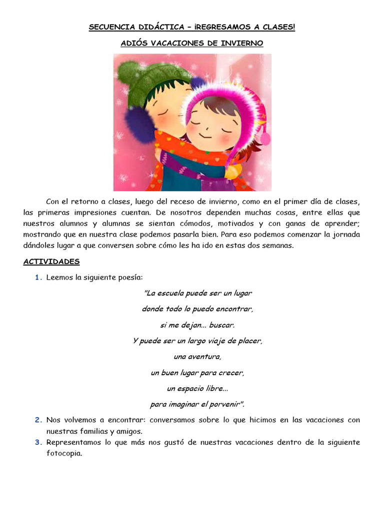 Vuelta A Clases - Receso Invernal | PDF