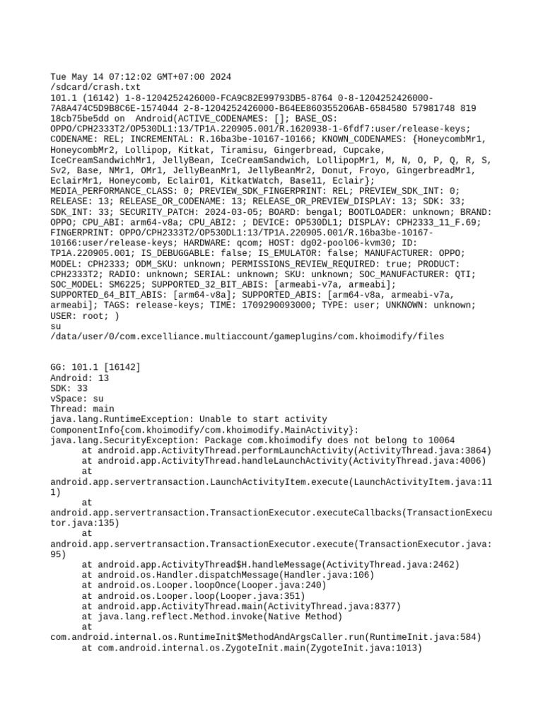 Crash | PDF | Java (Programming Language) | Android (Operating System)