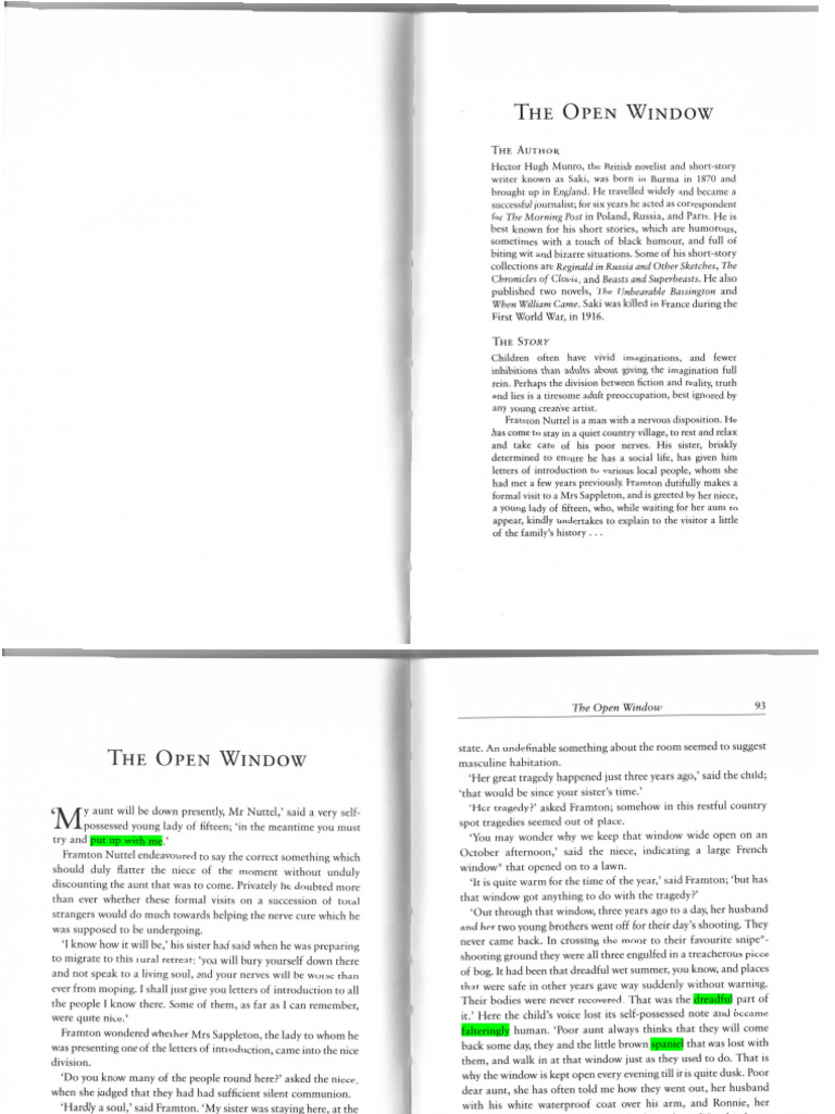 The Open Window | PDF | Saki