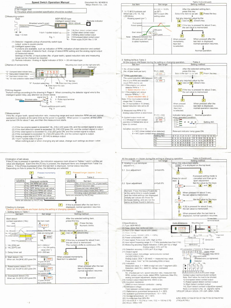 Over Speed Swetch Operation Manual | PDF
