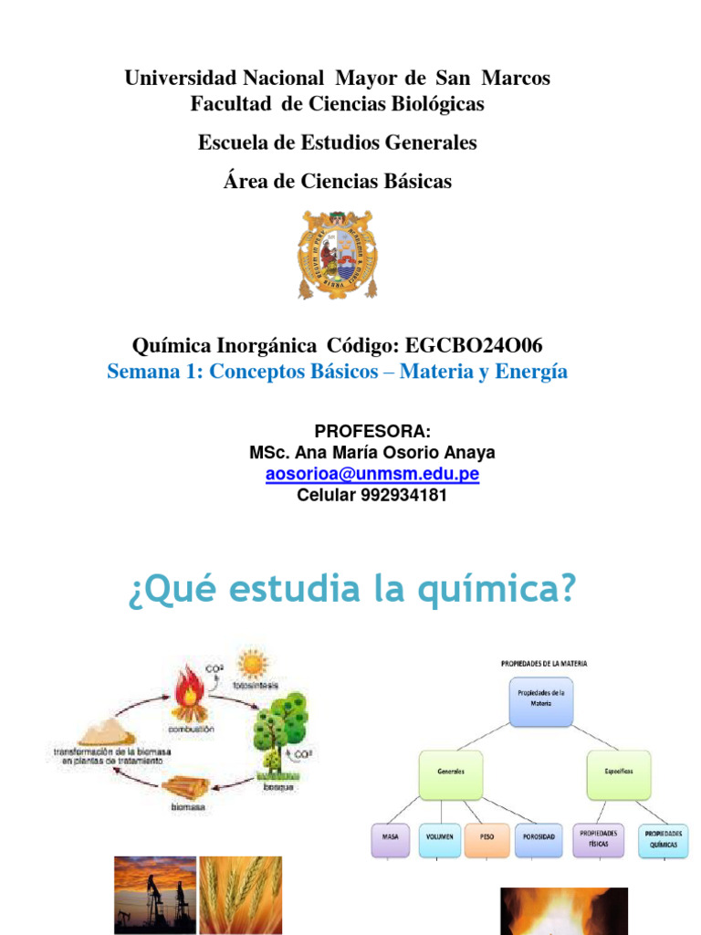 Semana 1 - Conceptos B-Sicos - Materia y Energ-A | PDF | Sustancias químicas | Elementos químicos