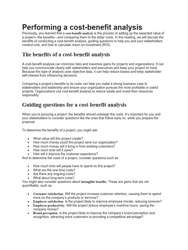 Cost Benefit Analysis | PDF | Cost–Benefit Analysis | Employee Retention