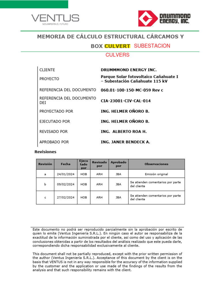 CIA-23001-CIV-CAL-014-c-MEMORIA DE CÁLCULO ESTRUCTURAL CÁRCAMOS Y BOX CULVERT | PDF | Fricción ...