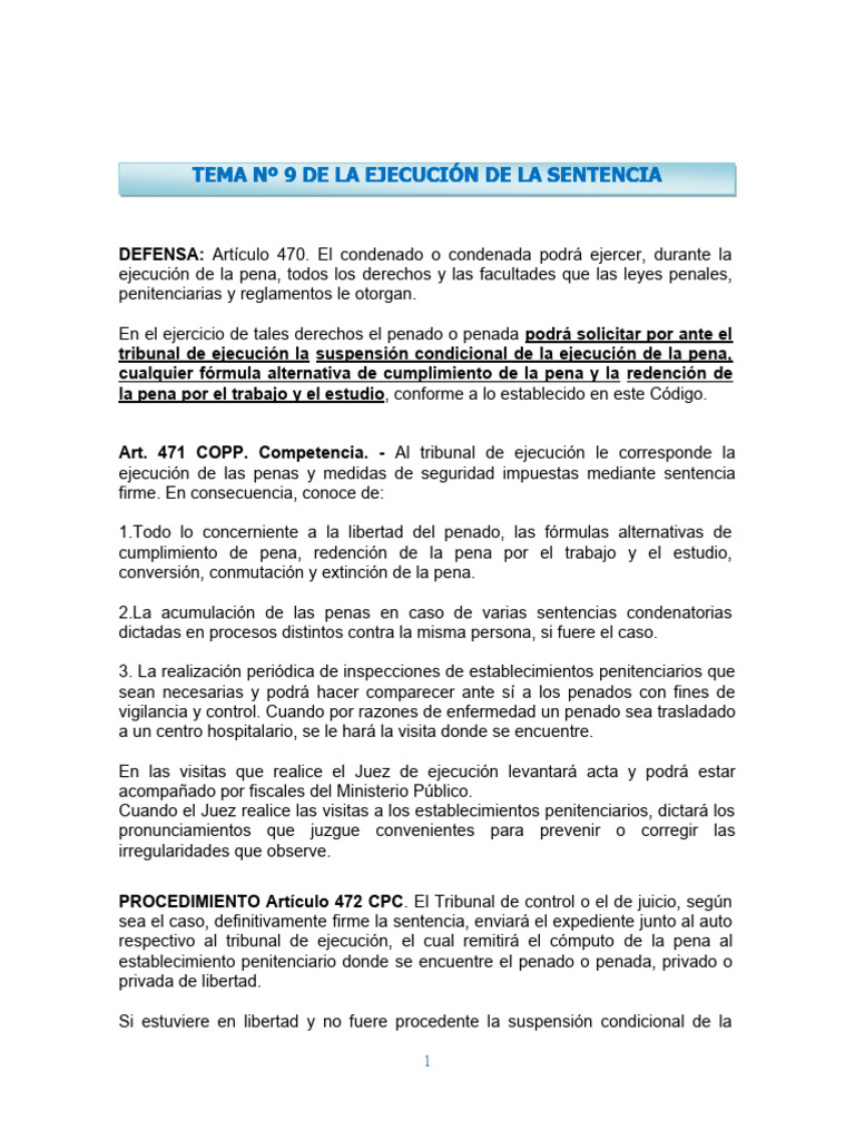 Tema 9 - La Ejecucion de La Sentecia | PDF | Perdón | Sentencia (ley)