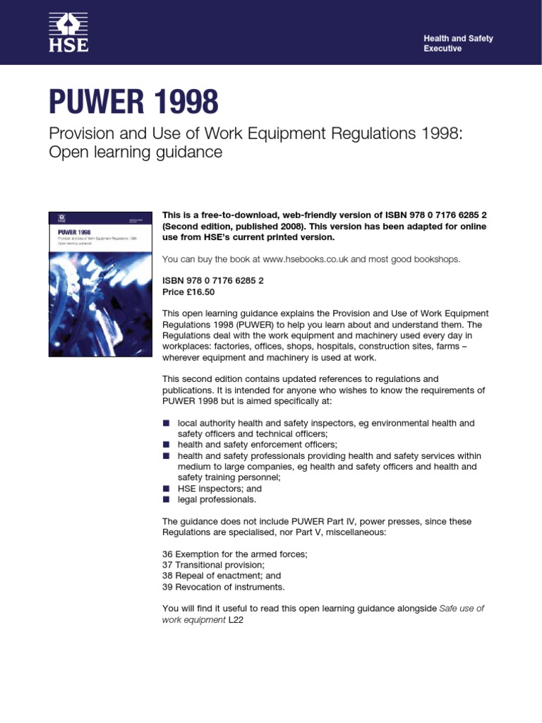 puwer 1998 | Safety | Risk