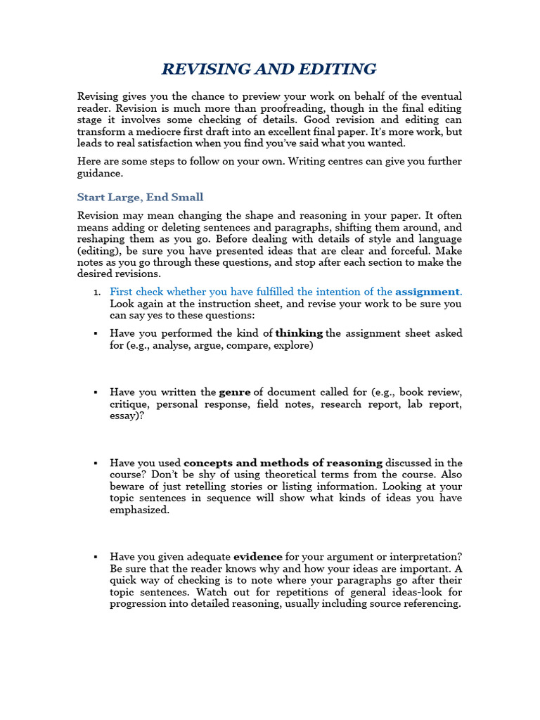 Revising and Editing | PDF | Linguistics | Human Communication