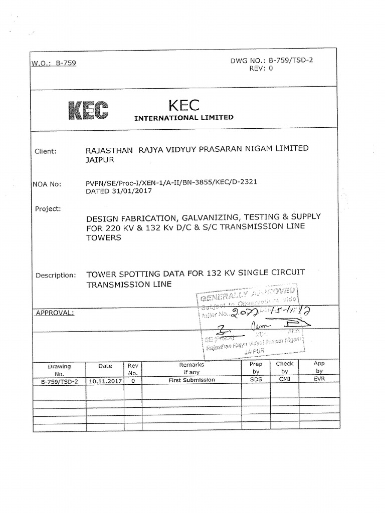 B 759-TSD-2 Tower Spotting Data 132KV SC | PDF