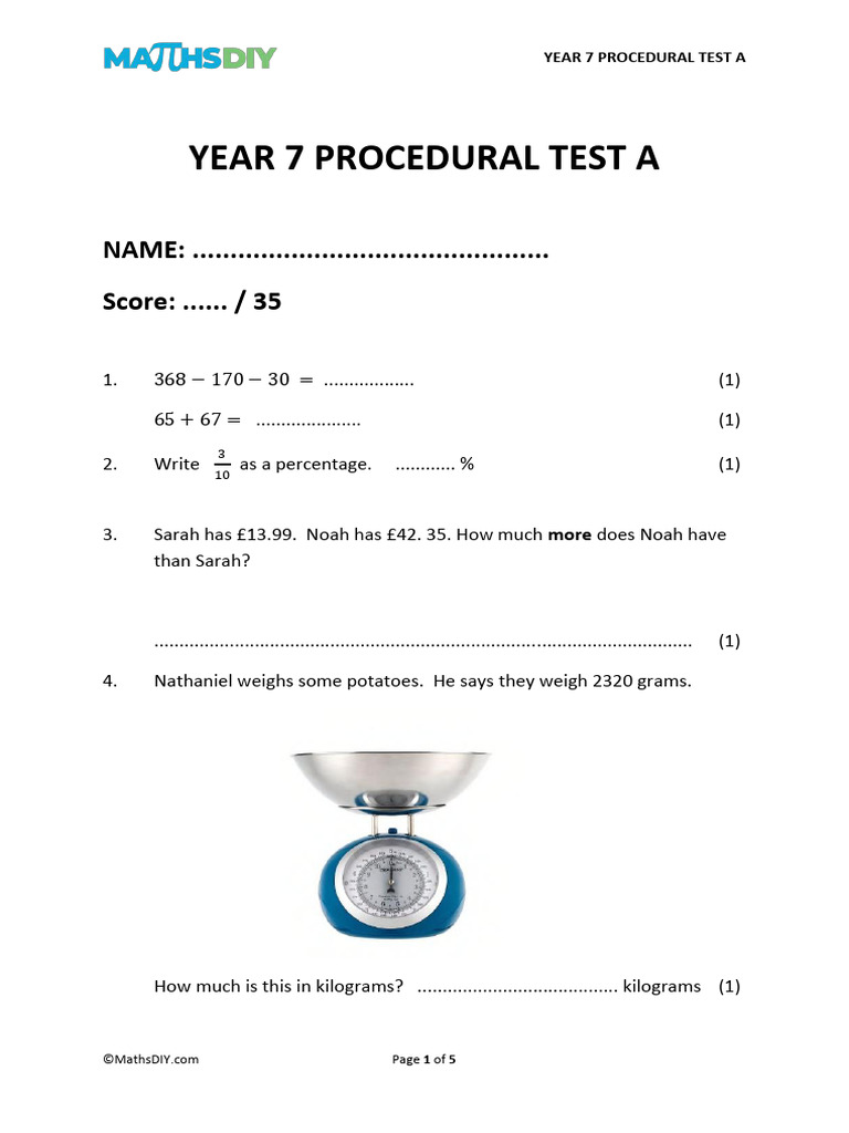 year-7-procedural-test-A | PDF | Edible Fruits | Fruit