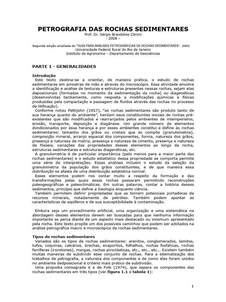 Petrografia Das Rochas Sedimentares | Download grátis PDF | Petrologia ...