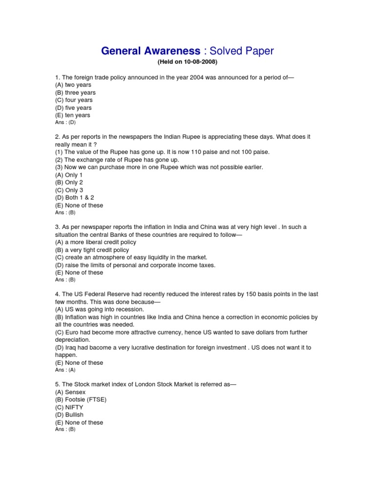 Gic Solved Paper | PDF | Inflation | Economies