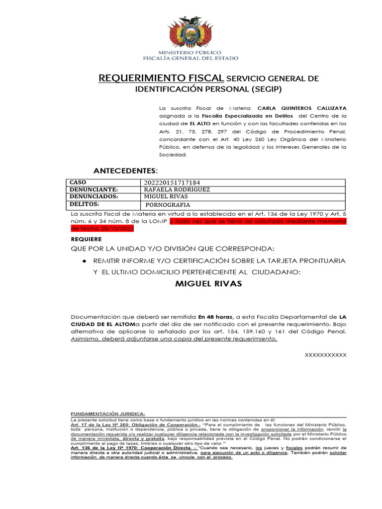 Modelo Requerimientos | Descargar gratis PDF | Fiscal | Justicia