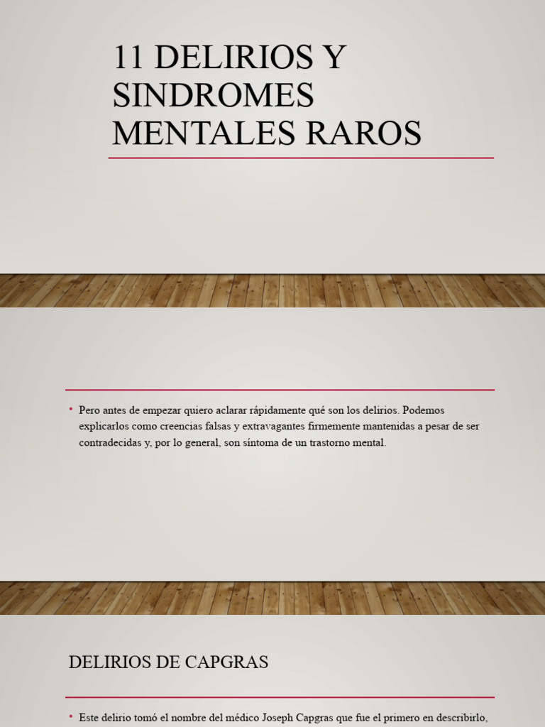 Delirios y Síndromes Mentales Raros | PDF | Engaño | Esquizofrenia