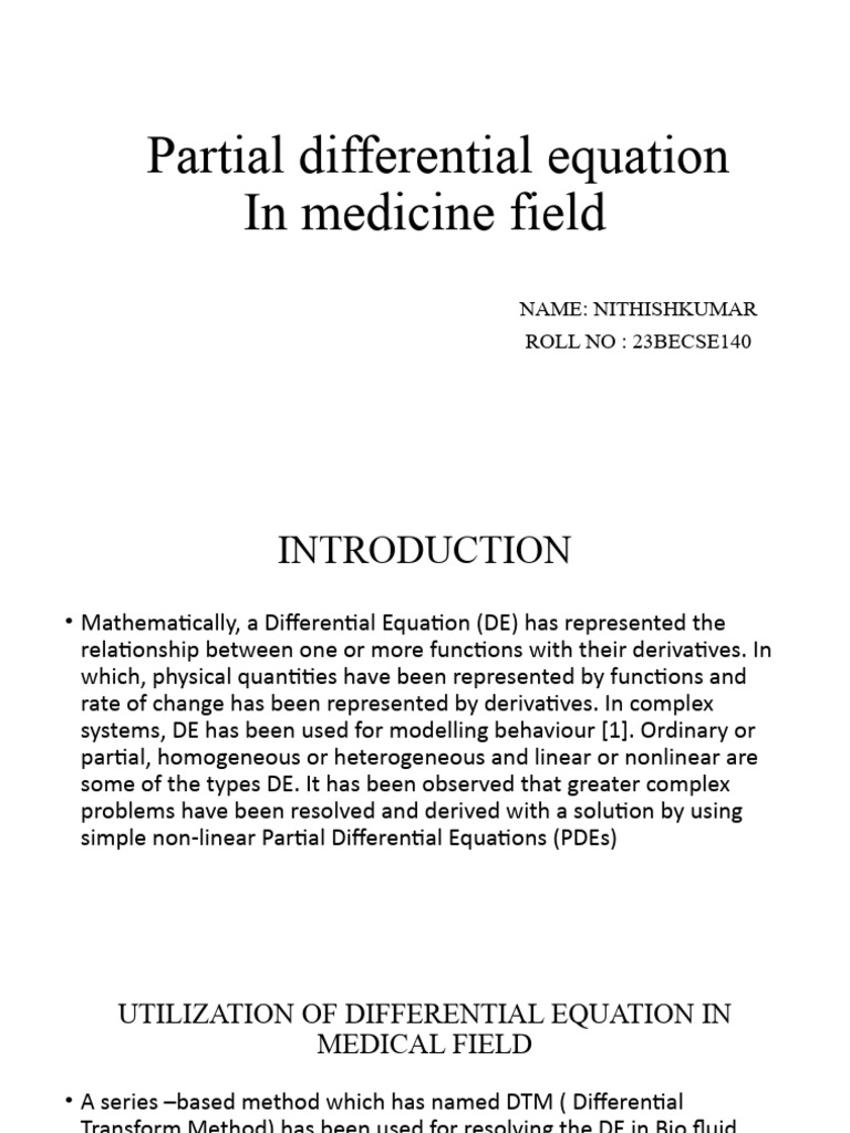 Partial Differential Equation in Medicine Field | PDF | Differential ...