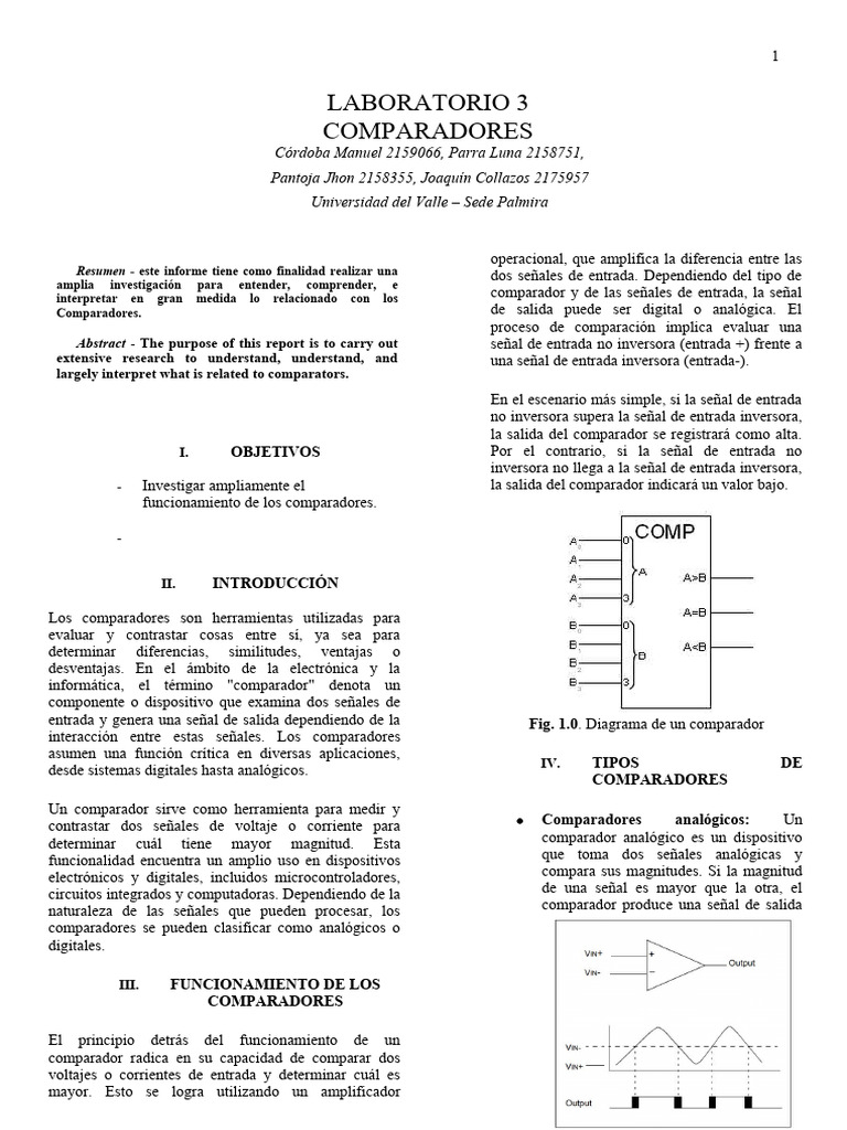 Funcionamiento y Tipos de Comparadores | PDF | Electrónica | Software ...