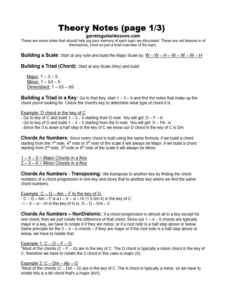 Theory Notes | PDF | Chord (Music) | Musical Scales