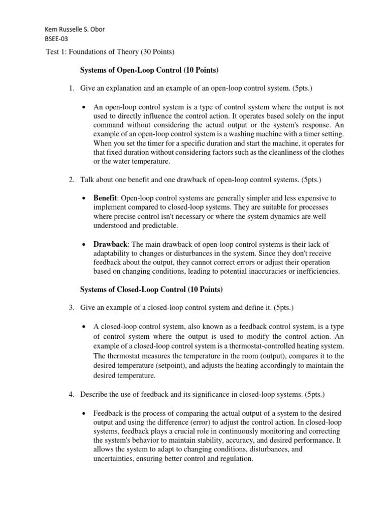 Control Systems: Open vs Closed Loop | PDF | Control Theory | Feedback