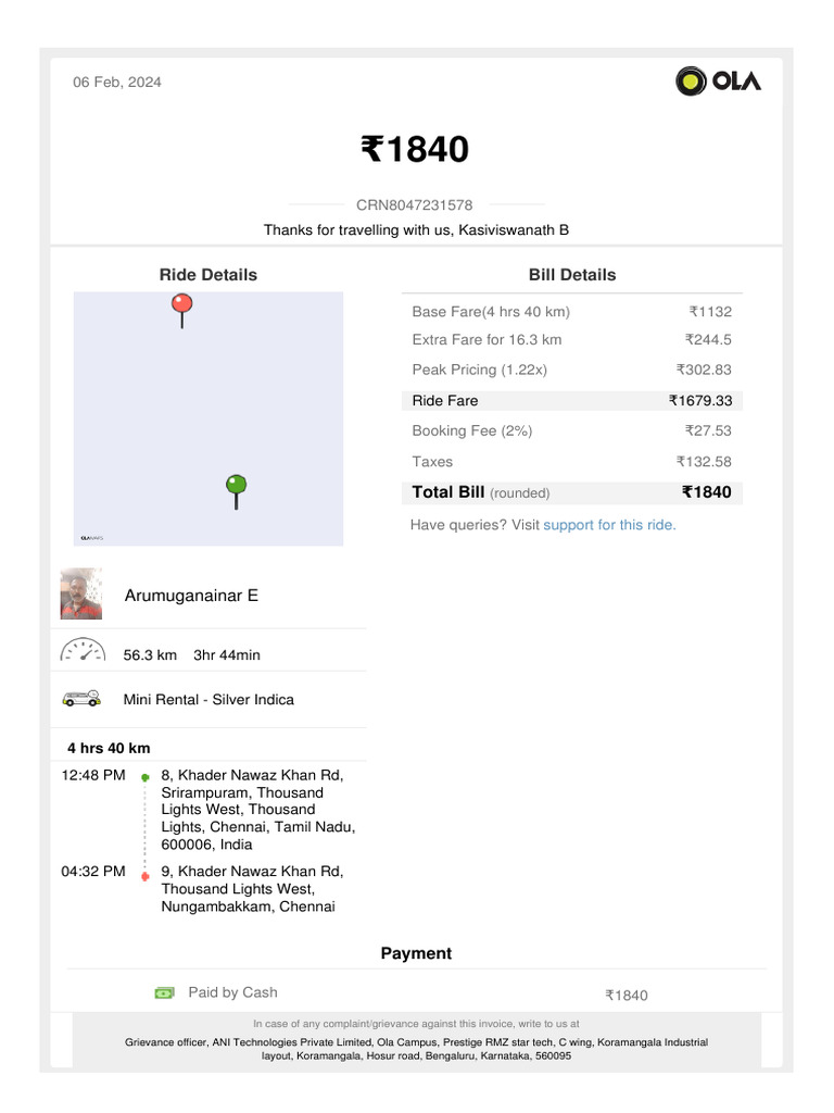 Ola Recipt | PDF | Invoice | Payments