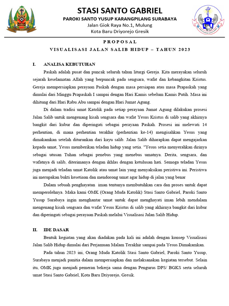 00 Proposal Visualisasi Jalan Salib Stasi Santo Gabriel Tahun 2023 (1) | PDF