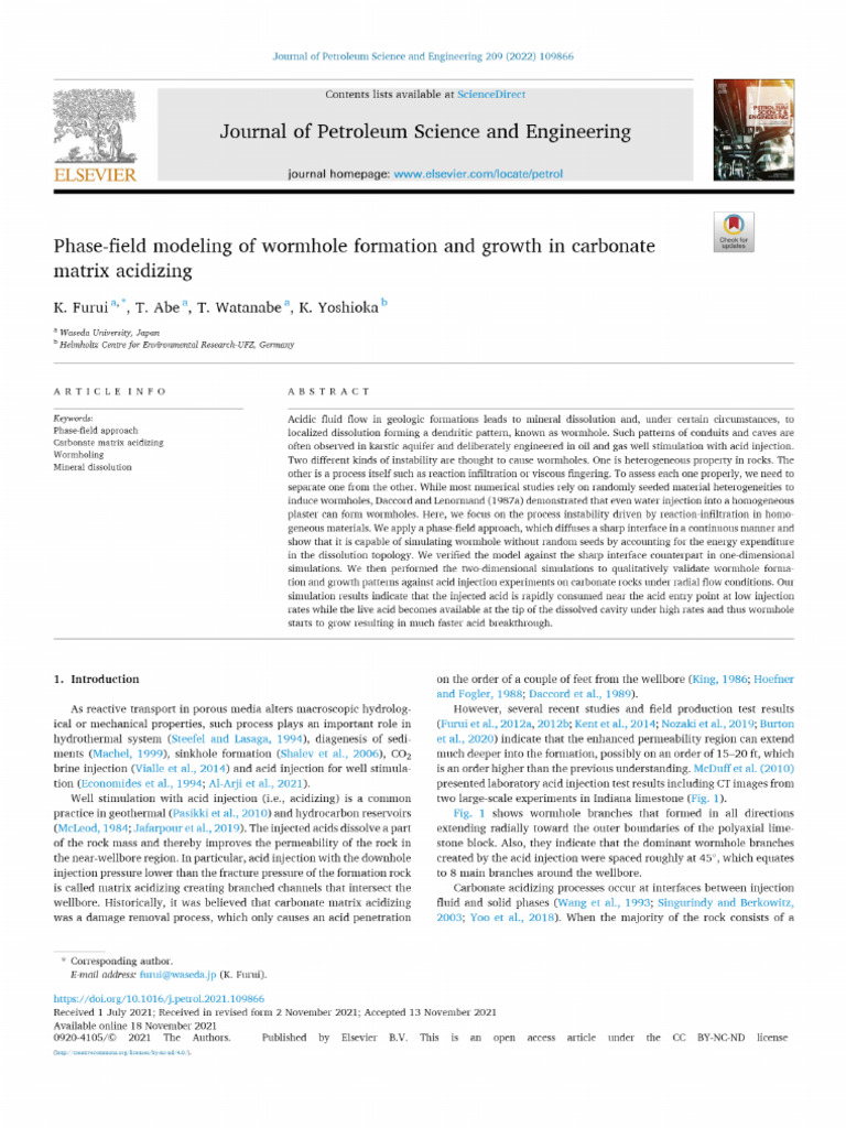 Phase-field Modeling of Wormhole Formation and Growth in Carbonate Matrix Acidizing _ Elsevier ...