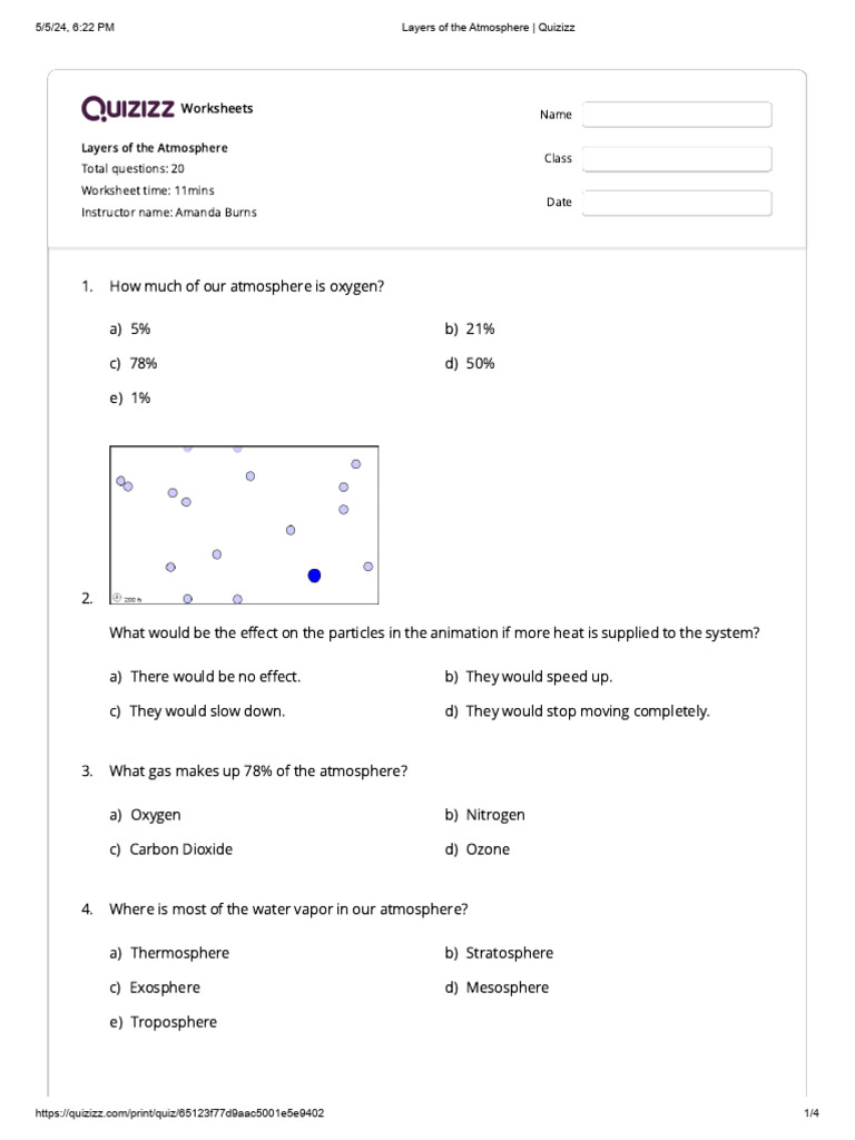 Layers of The Atmosphere - Quizizz | PDF | Atmosphere Of Earth | Atmosphere