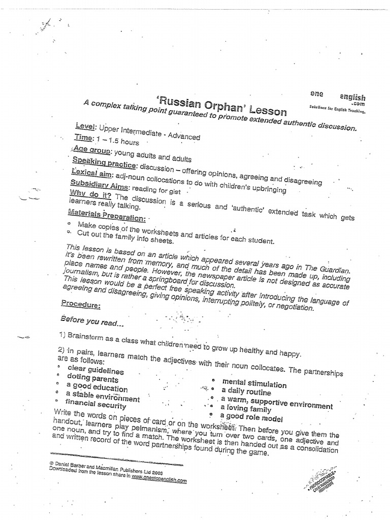 Russian Orphan Lesson | PDF