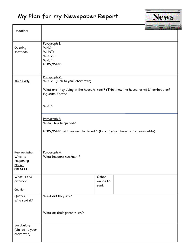Blank Newspaper Plan 6a | PDF