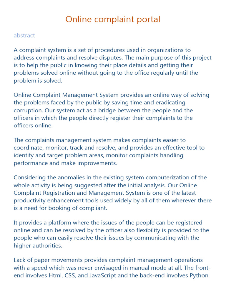 Online Complaint Portal | PDF | Computers