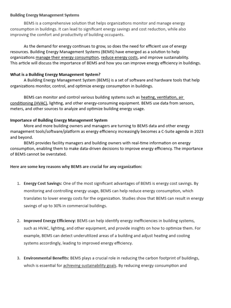 Building Energy Management Systems Overview | PDF | Efficient Energy ...