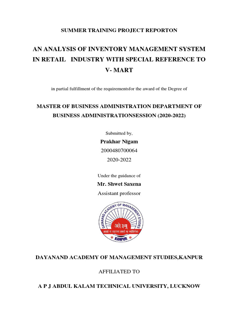 Prakhar | PDF | Inventory | Marketing