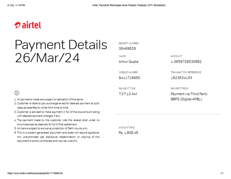 Mar 24 | PDF | Payments | Receipt