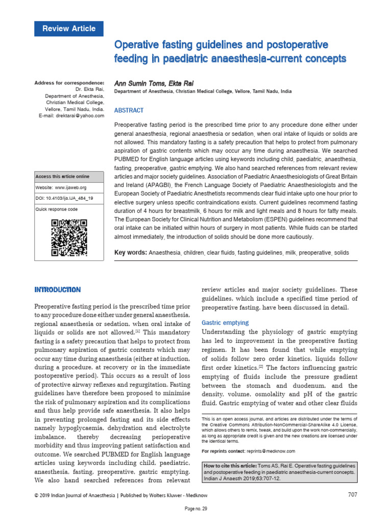 Operative Fasting Guidelines and Postoperative | PDF | Fasting | Surgery