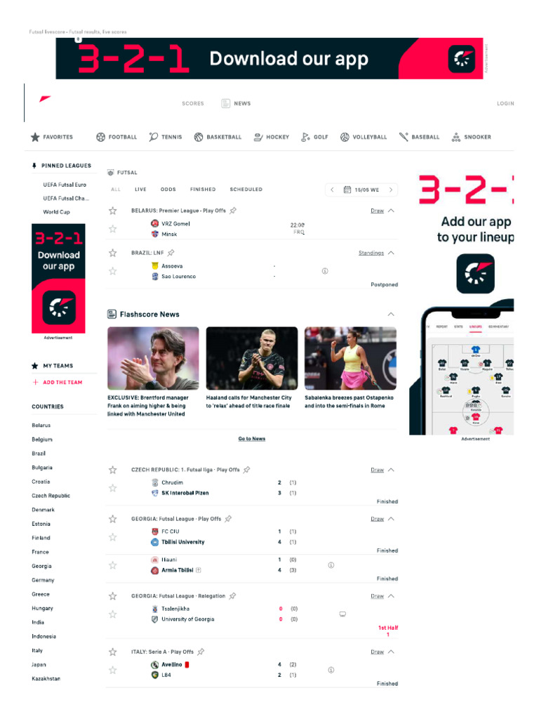Live Futsal Scores - Futsal Livescore, Results | PDF