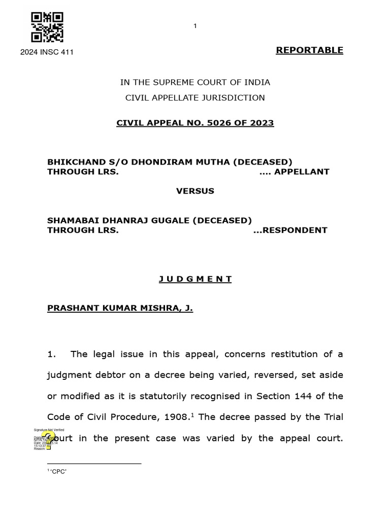 Civil Appeal No. 5026 of 2023: in The Supreme Court of India Civil ...
