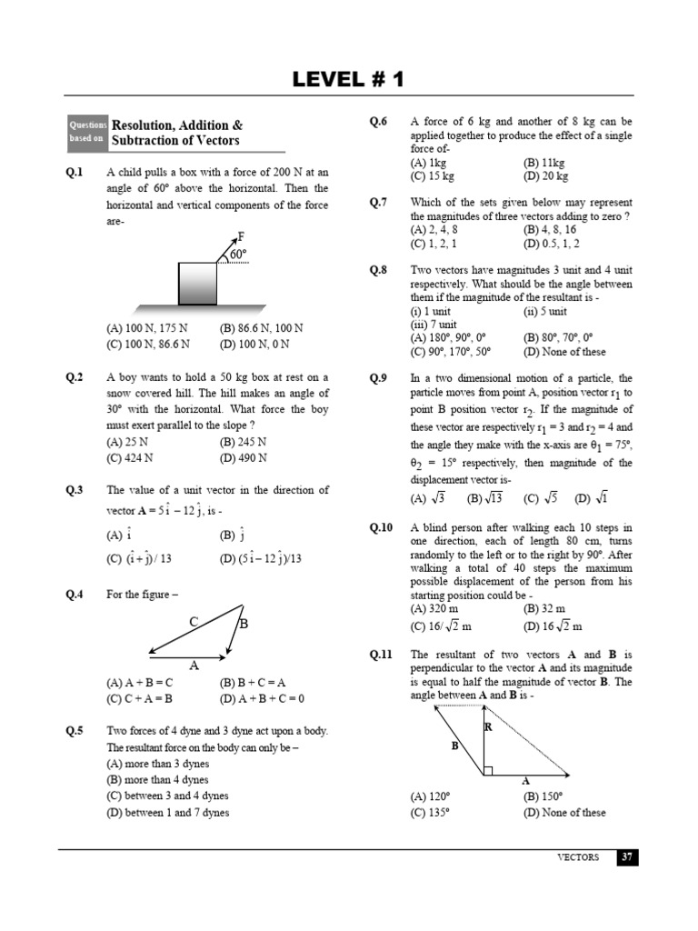 Vectors Exercise Pdf Force Euclidean Vector