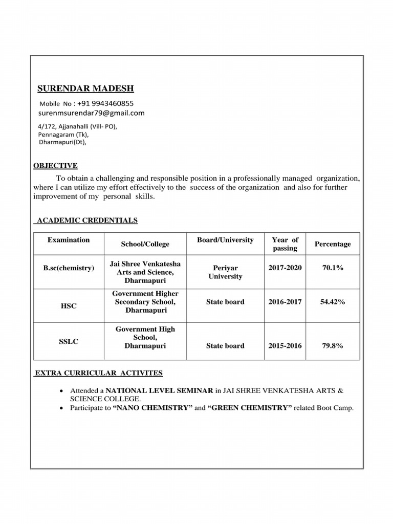 Surendar Resume | PDF