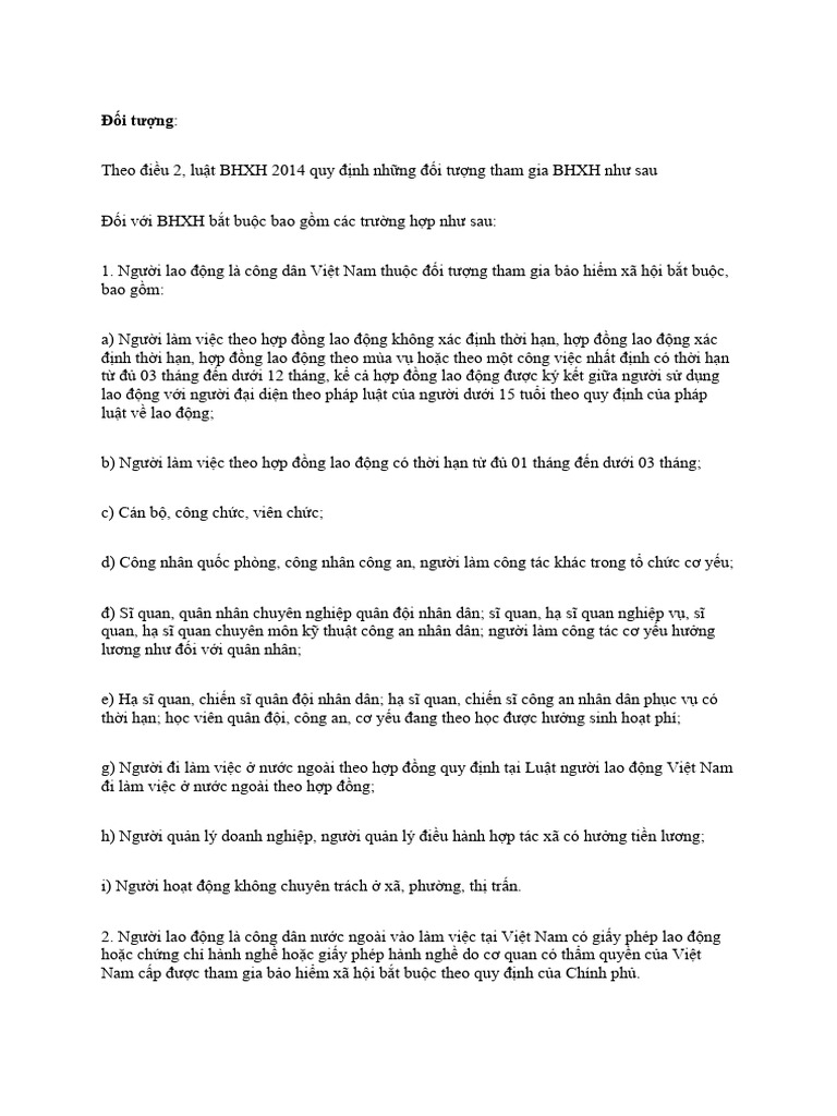 Đối tượng NLBH | PDF