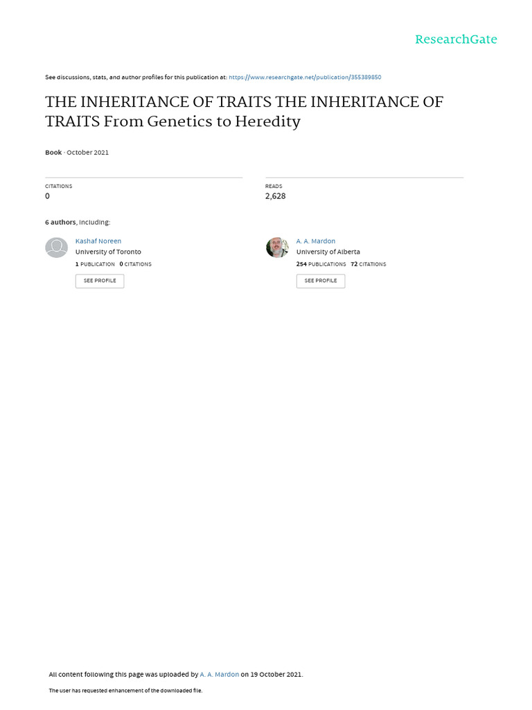 The Inheritance of Traits From Genetics | PDF | Genetics | Genotype