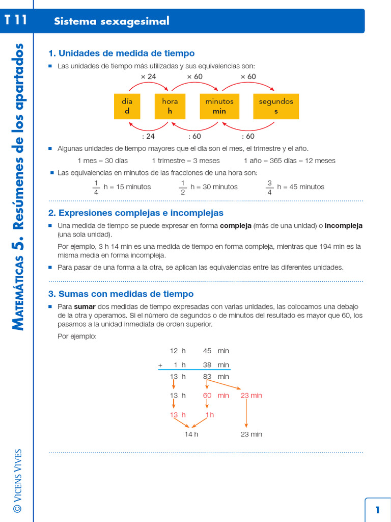 Res. Tema 11 - Mate - 5º | PDF | Sustracción | Notación