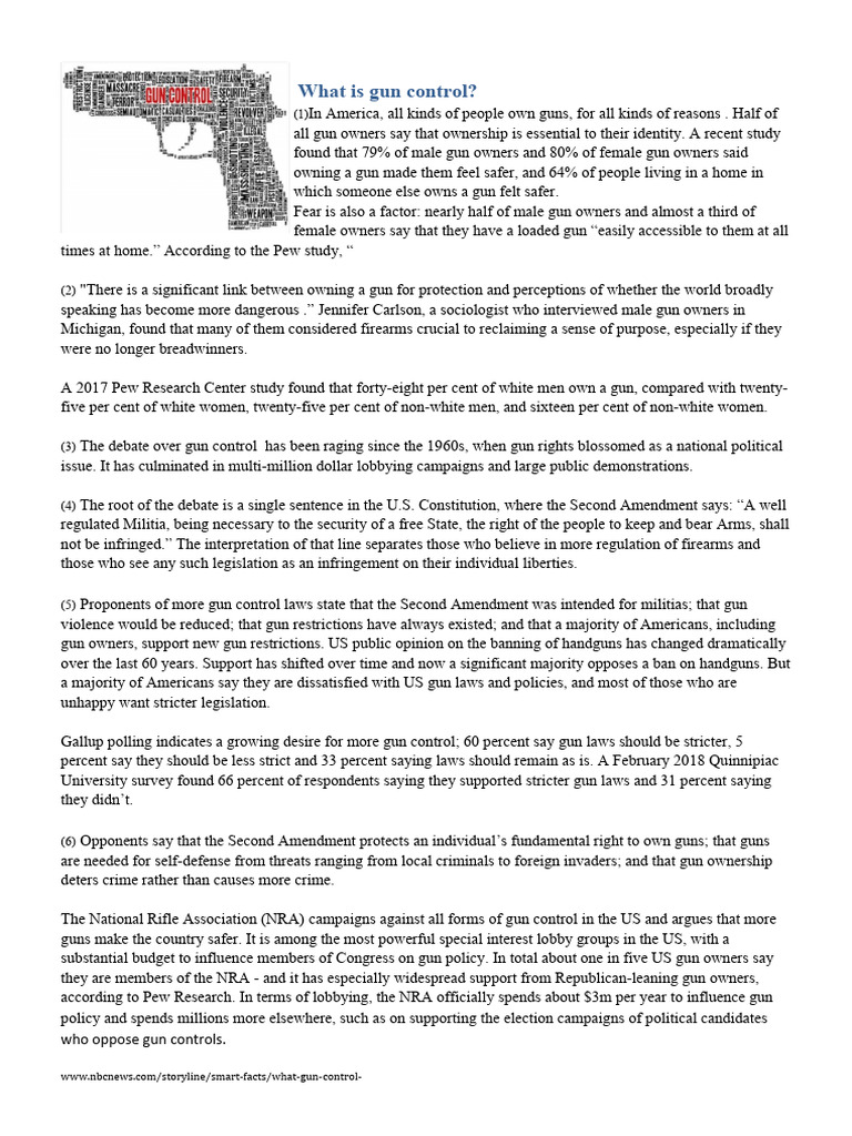 Gun Control Reading Comprehension Exercises 111865 | Download Free PDF ...