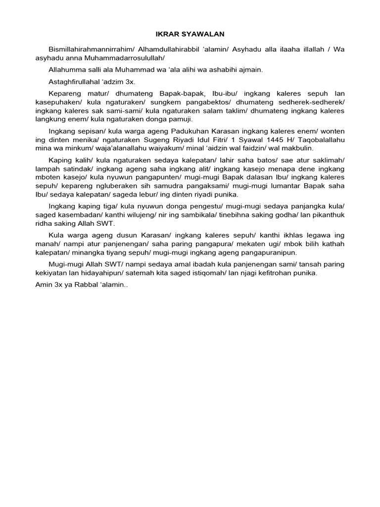 Ikrar Syawalan New | PDF