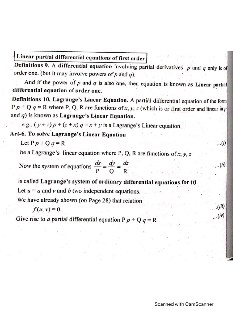 1587363251lagranges Partial Differential Equations Type - 1@2 | PDF