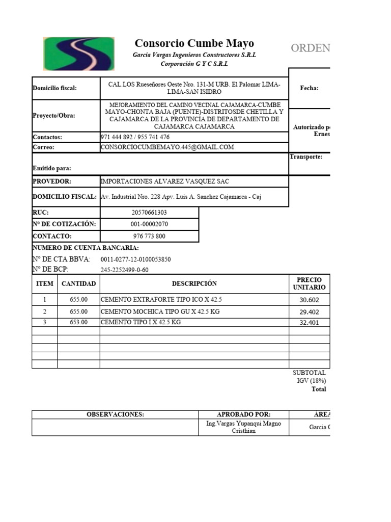 Fromato Orden de Compra | PDF