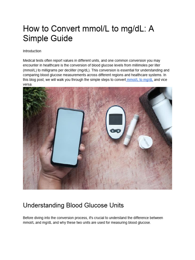 How To Convert Mmol - L To MG - DL - A Simple Guide | PDF | Clinical ...