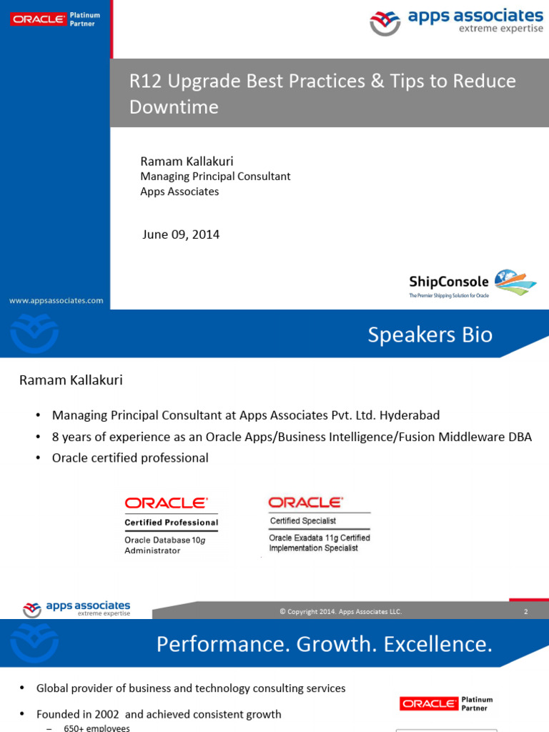 R12 Upgrade Best Practices | PDF | Oracle Corporation | Application Software