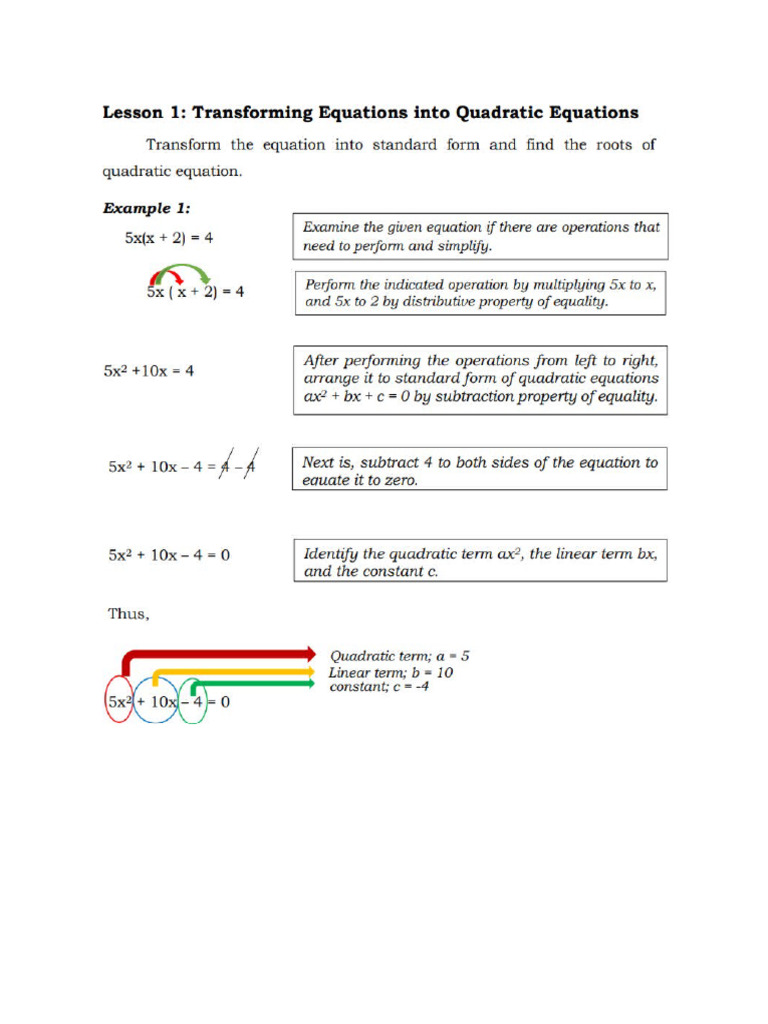 Transforming Equation in Quadratic Equation | PDF
